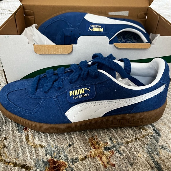 Puma | Shoes | Puma Palermo Blue And White Sneakers | Poshmark